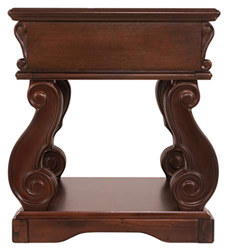 Signature Design by Ashley Alymere Traditional Square End Table, Hand-Finished with 1 Storage Drawer, Dark Brown
