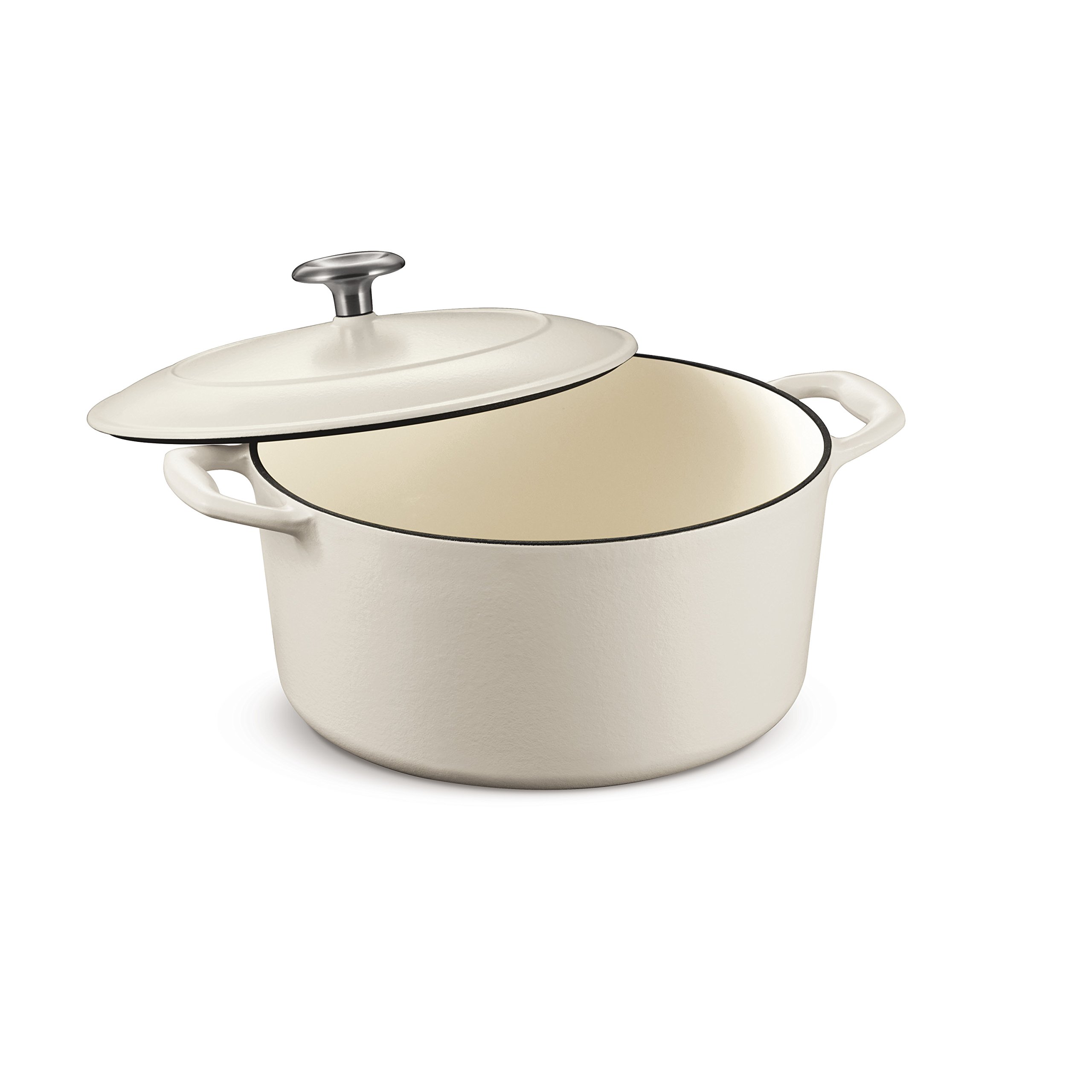 Tramontina Covered Round Dutch Oven, Enameled Cast Iron 5.5-Quart Matte White, 80131/035DS