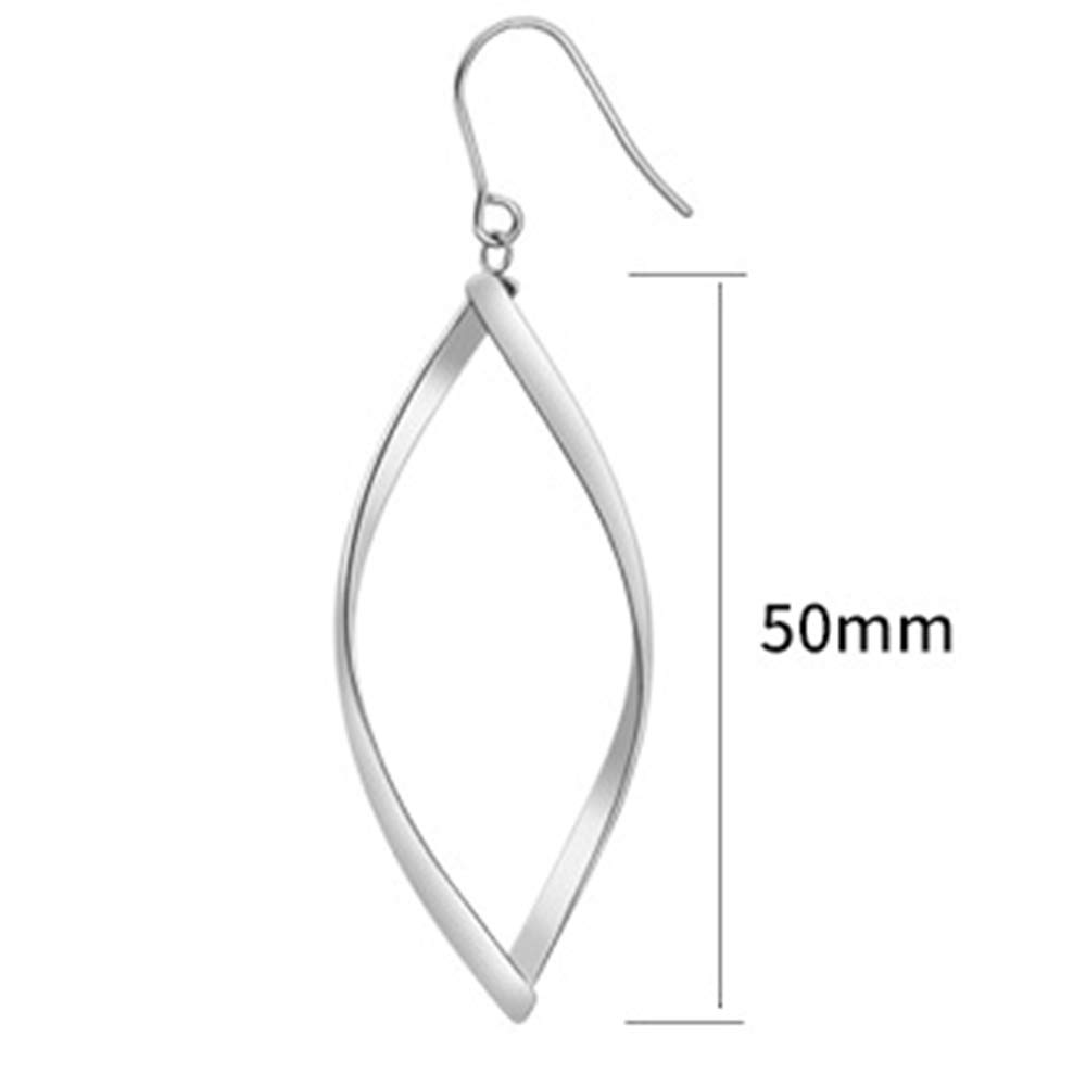 Stainless Steel Rhombic Wave Shaped Simple Plain Dangle Earrings (Silver)