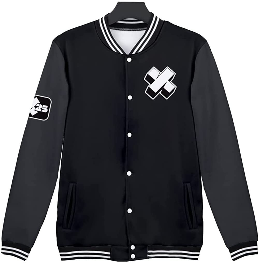 XPLR Maroon Letterman Jackets Merch Print Buttons Jackets Sam and Colby Hoodies Men Women's Sweatshirt (JL02341A01,S)