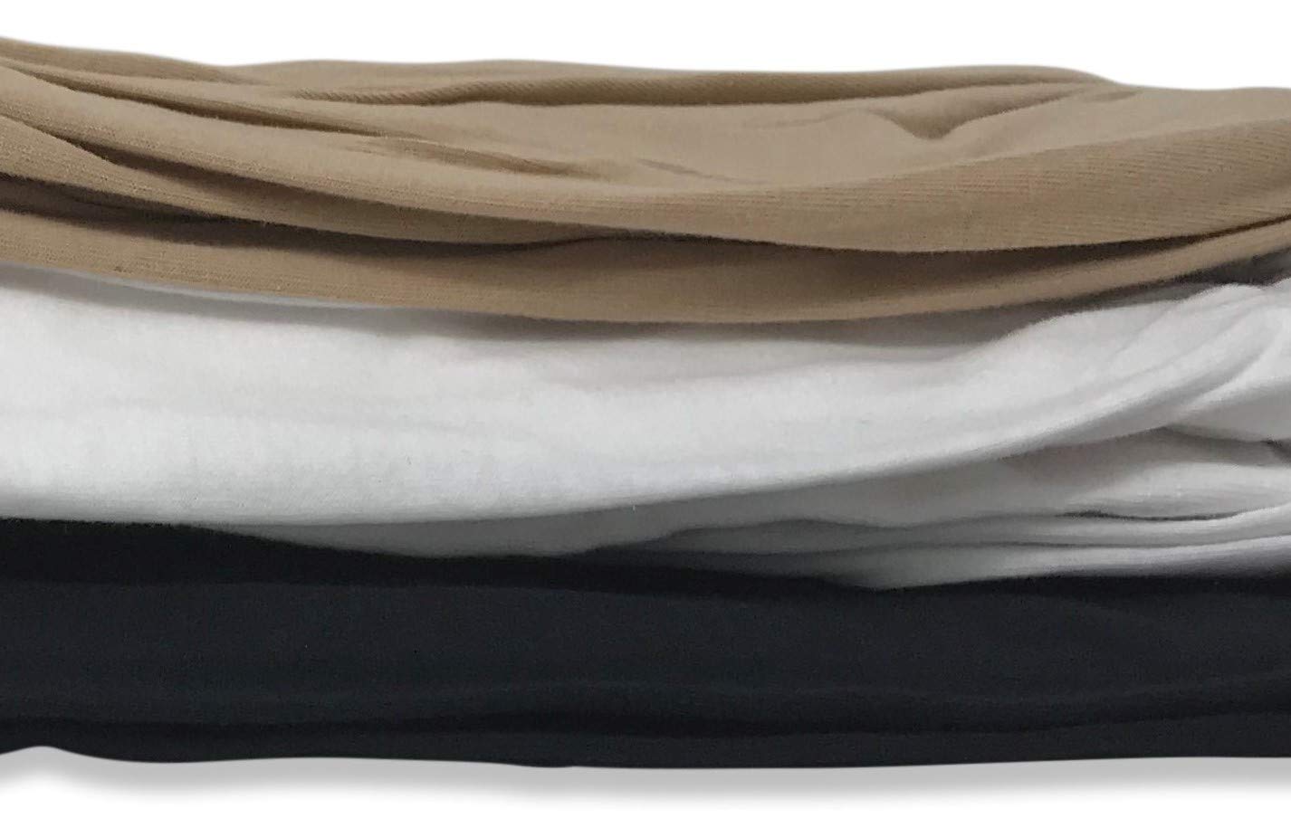 Sexy Basics Women's Cotton Soft V-Neck Sleepwear Shirt/Nightwear Shirt -Pack of 3 (3 Pack -Black/Nude-Khaki/White, Large)