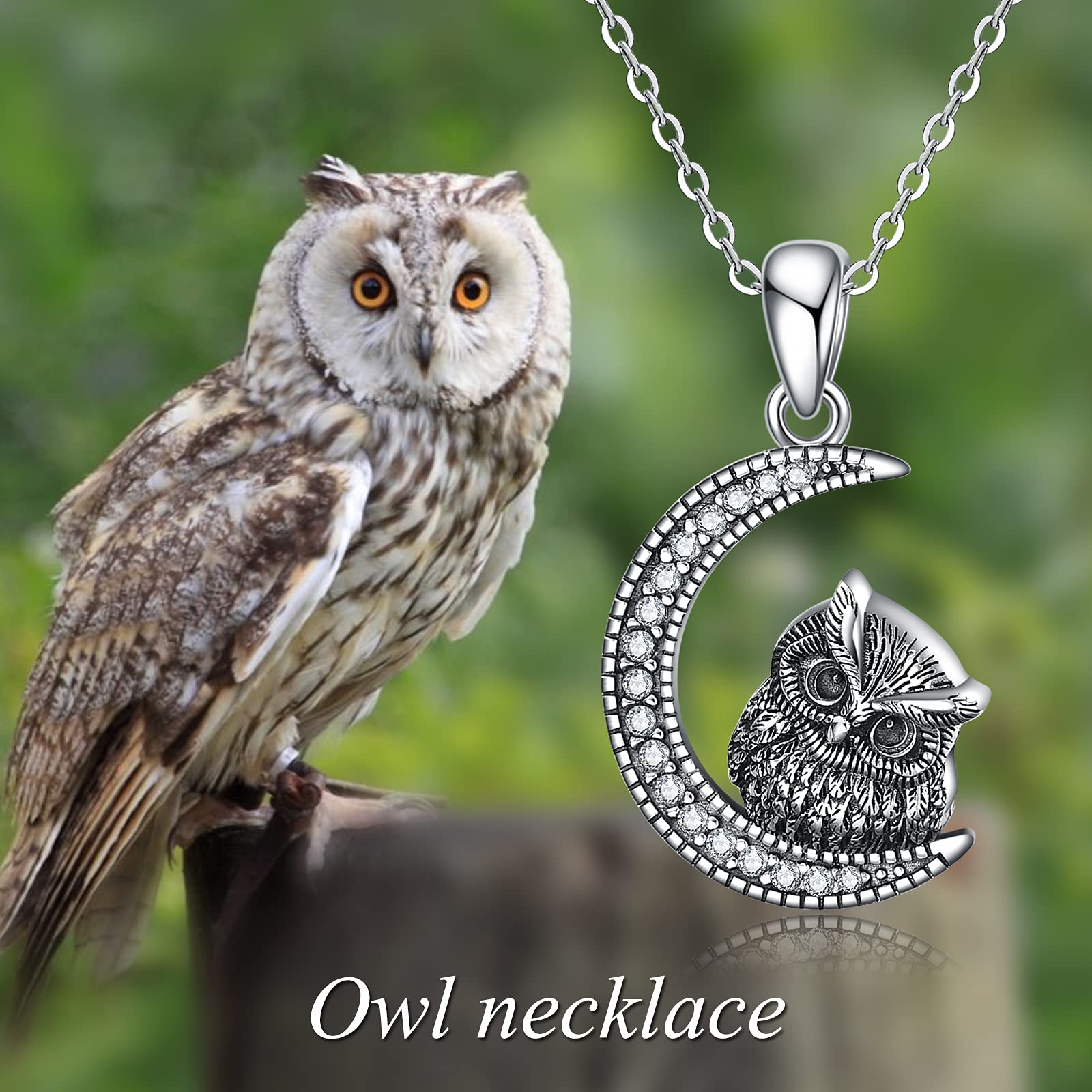 YAFEINI Owl Urn Necklaces for Ashes Sterling Silver Crescent Moon Keepsake Cremation Jewelry Memorial Gifts for Women