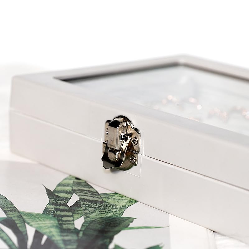 Velvet Glass Jewelry Display Storage Box Ring Earrings Tray Organizer Ring Holder Necklace Jewelry Box (Ring Tray)