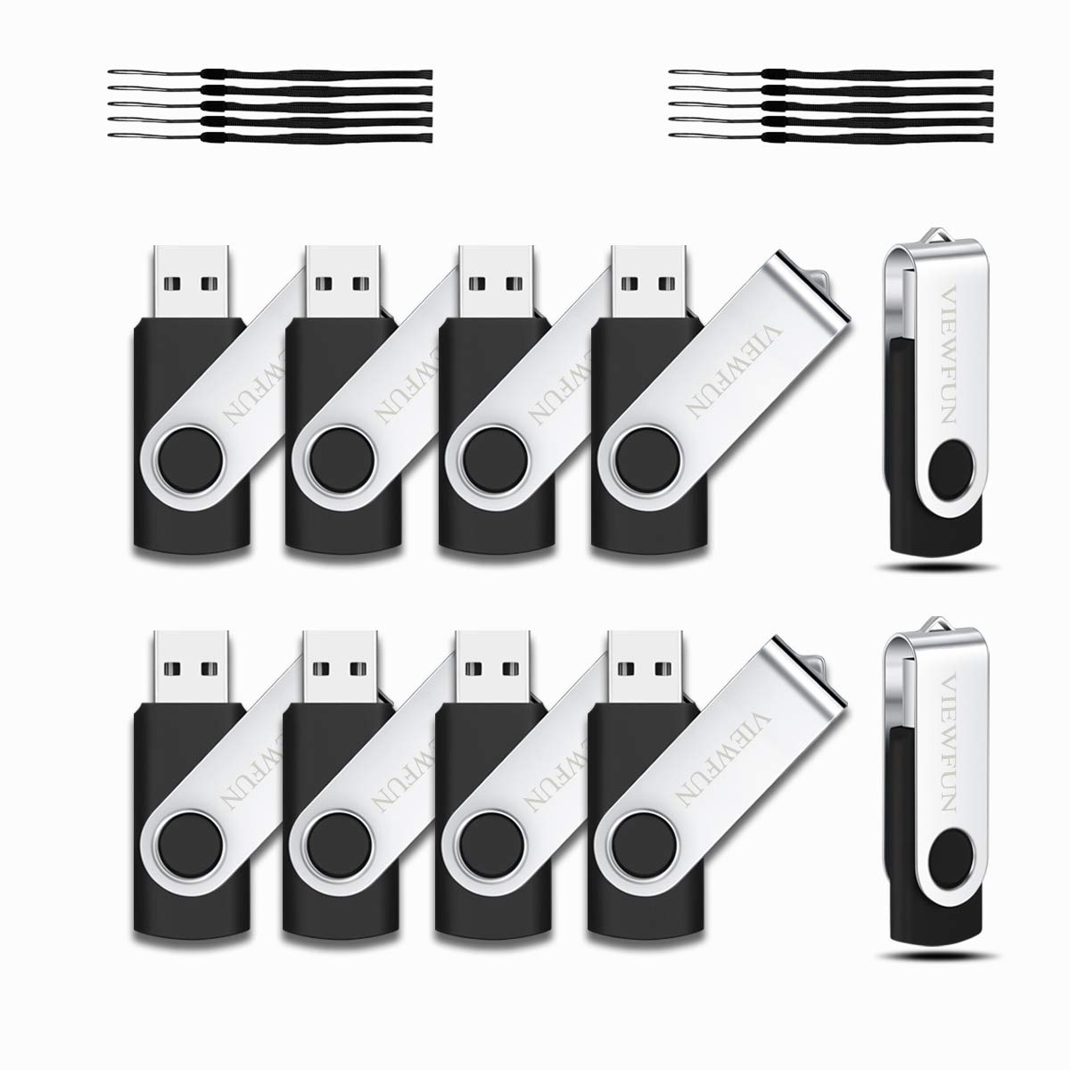 USB Drive 32GB 20 Pack Flash Drive Pack of 20 USB Memory Stick Jump Drive Pendrive with LED Indicator and lanyards(20PCS,Multi-Colors)