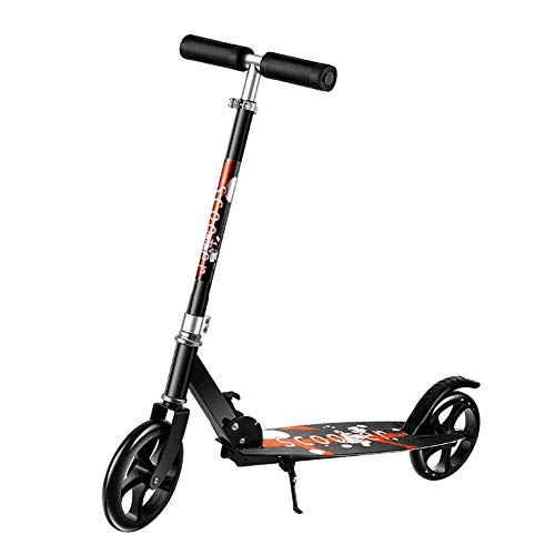 ZAIHW Scooter for Adults/Teens, Big Wheels Scooter Easy Folding Kick Scooter Durable Push Scooter Support 220lbs Suitable for Age 8 Up Kids (Color : Black)