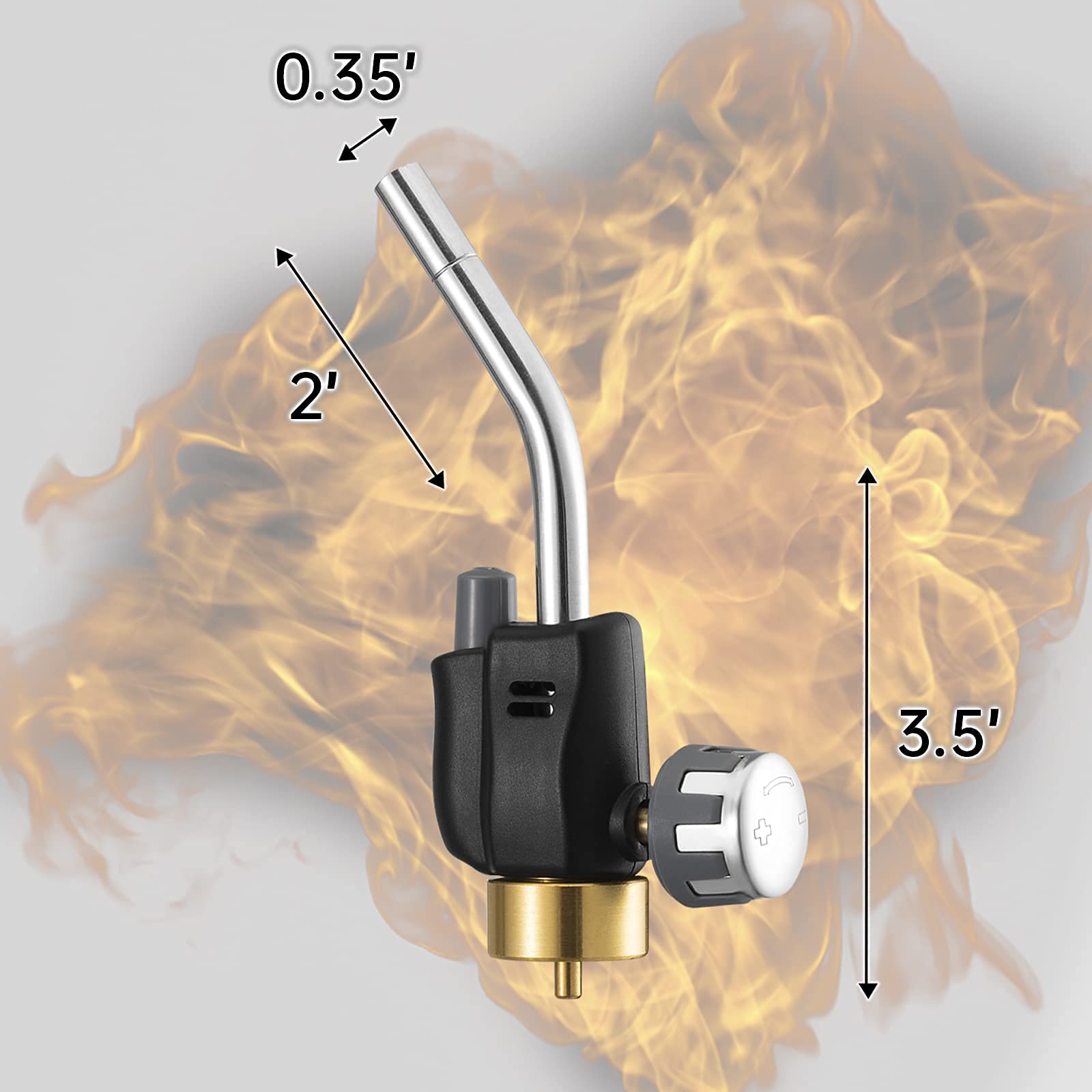 YOUDO Heavy-Duty Trigger-Start Propane Torch Powered Blow Torch Head with Easy Push Ignition, Adjustable Flame & Short-Neck Burner Tube (Keep tilt within 60 degrees and use upwards)