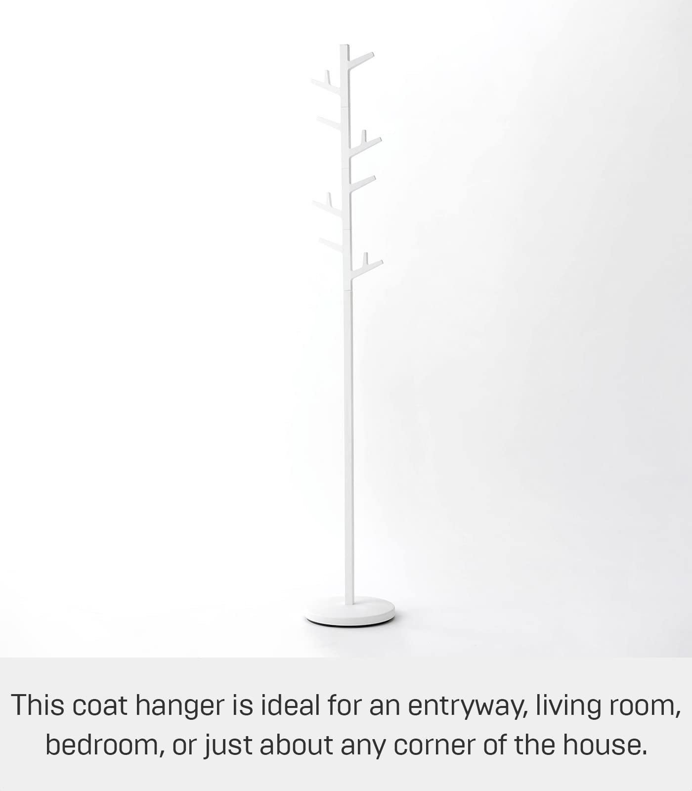 Yamazaki Home Coat Rack Tree/Standing Coat and Hat Hanger Steel One Size White