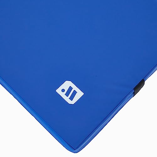 We Sell Mats 4 Inch thick Bifolding Gymnastics Crash Landing Mat Pad, Safety for Tumbling, Back Handspring Training and Cheerleading, 4 ft x 4 ft, Blue