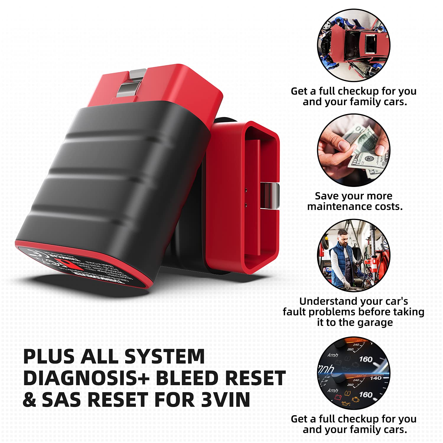ThinkDriver Bluetooth OBD2 Scanner Check Engine Code Reader ABS SAS Scan Tool Full System Automotive Car Diagnostic Tool for iOS Android with 15 Maintenance Services