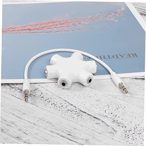 SECFOU 5 Headphones Adapter Headphones Splitter Headset Splitter Headphone Splitter Headphone Jack Splitter Earphone Splitter Headphone Adapter Connector Dispenser Pearlescent Blush White