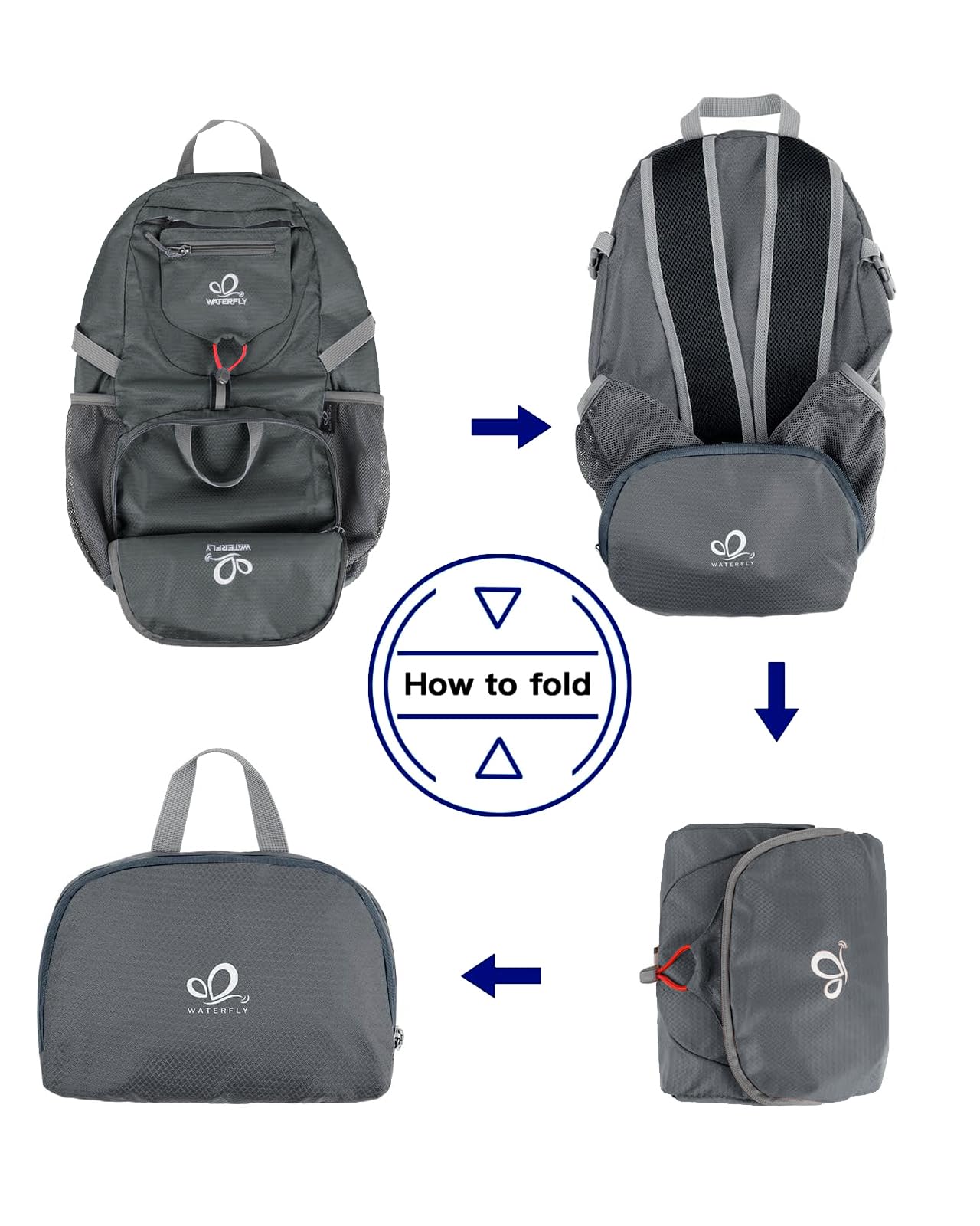 WATERFLY Small Lightweight Packable Backpack: 20l Ultra Light Foldable Travel Hiking Camping Daypack Day Pack for Man Woman