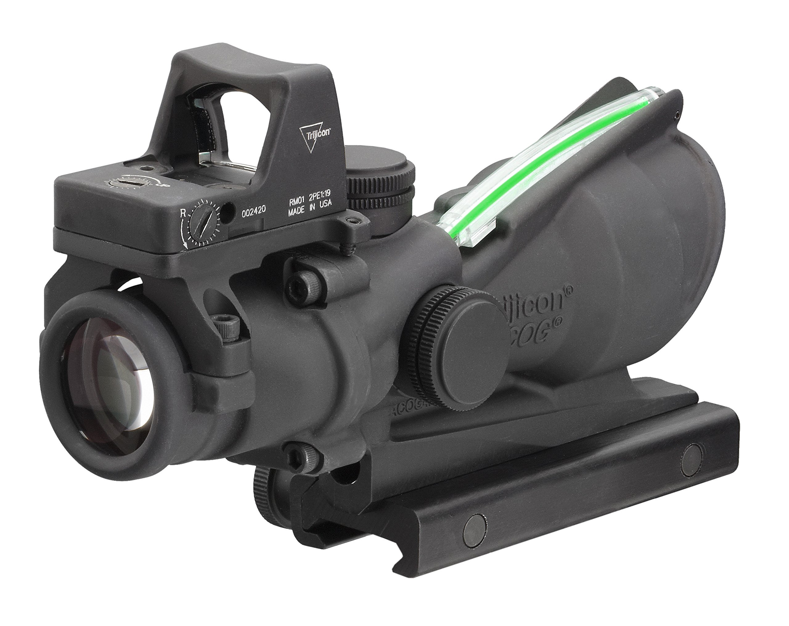 Trijicon 4x32mm ACOG Dual Illumination Green Chevron .223 Reticle 3.25 MOA RMR Sight TA51 Mount Black Optics