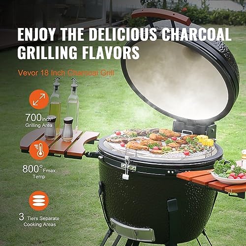 WACTO Portable Round Outdoor Grill for Patio - WACTO 24 Ceramic Barbecue Grill Smoker
