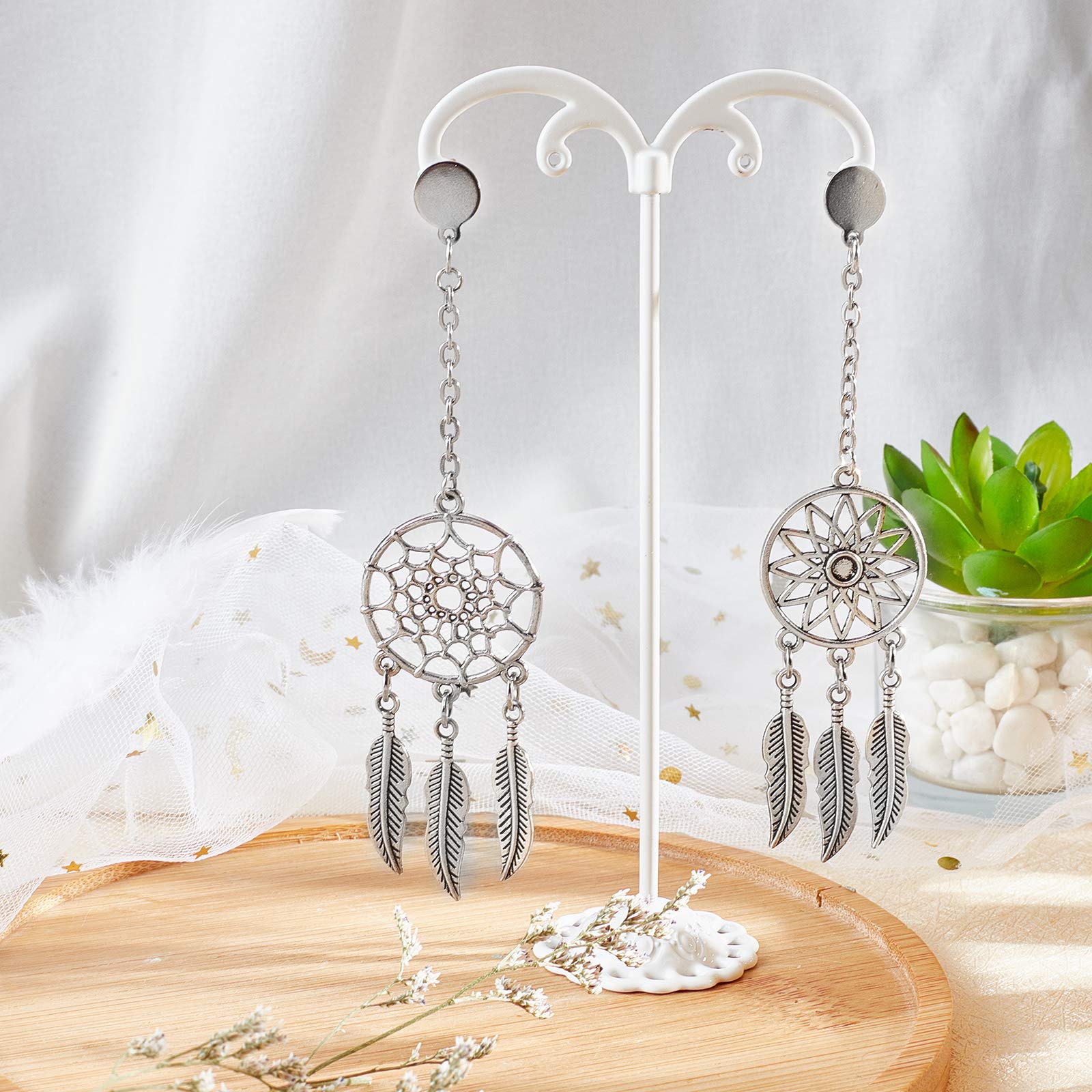 UNICRAFTALE 30pcs 15 Styles Stud Earring Findings 304 Stainless Steel Post Ear Stud Findings with Loop and Ear Nuts 0.7mm/0.8mm Pin Stud Earrings for Women Dangle Earring Making