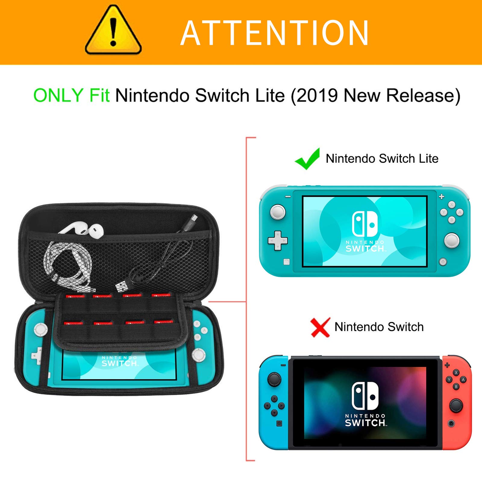 VORI Carrying Case for Nintendo Switch Lite 2019, Portable Protective Hard Shell with 8 Game Cartridges for Nintendo Switch Lite Console & Accessories Kit, Galaxy