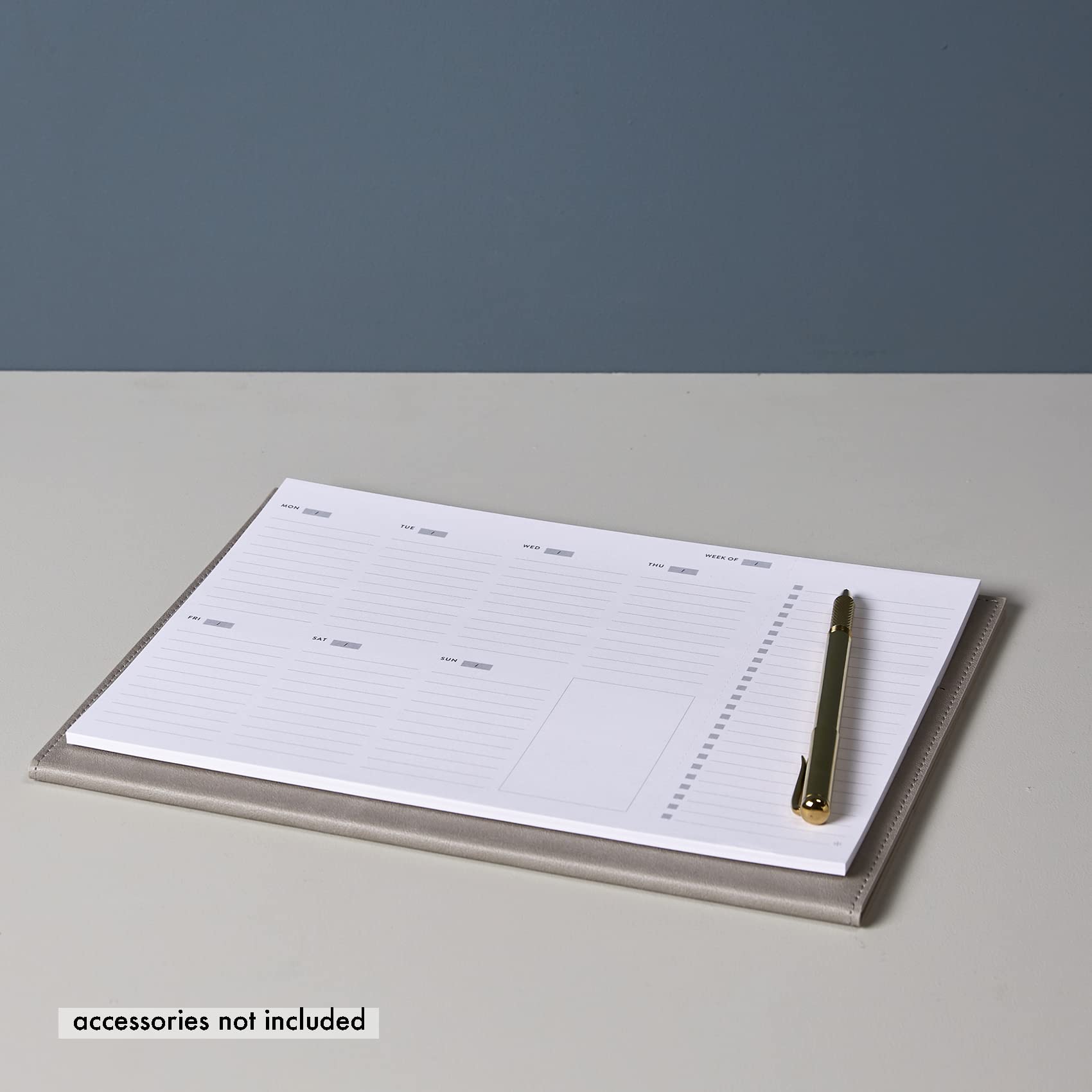 Stand Up Folio w Notepad - Focused Edition. Harbor Vegan Leather. Refillable Notepad Pocket. Folio and Notepad Set. 25 Sheets Weekly Planning Pad Included by Erin Condren.