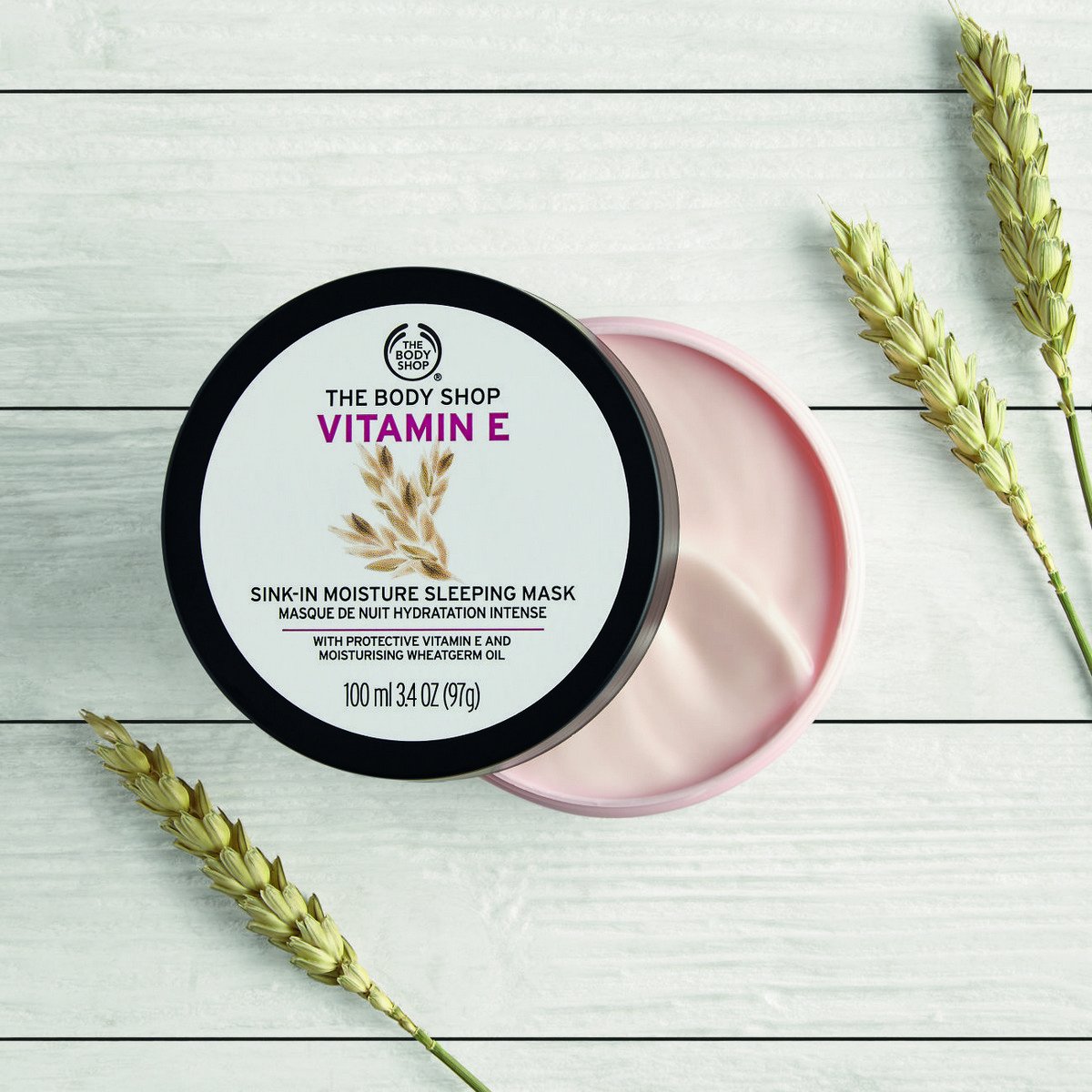 The Body Shop Vitamin E Sink-In Moisture Sleeping Mask, 100% Vegan PM Face Mask,3.4 Ounce