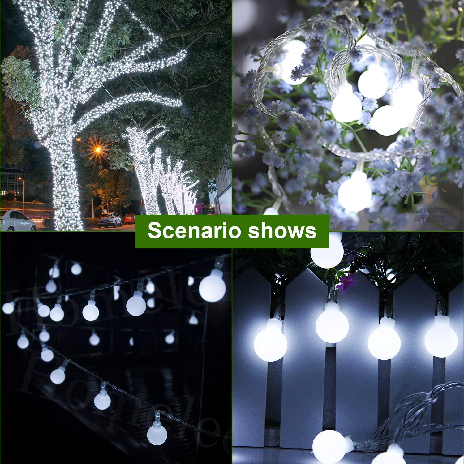 ZOUTOG Battery Operated String Lights, 33ft/10m 100 LED Bulb Warm White Outdoor String Lights with Remote Controller, Decorative Timer Globe Fairy Light for Christmas/Wedding/Party Indoor and Outdoor