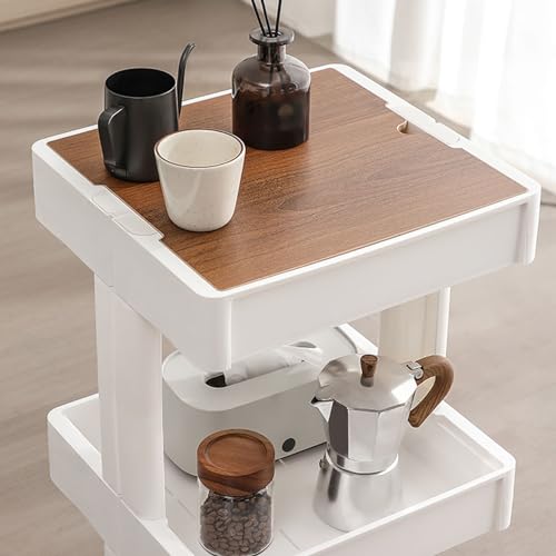 ZYLLZY Rooling Cart, 3 Tier Rolling Shelves Variable Lockable Casters Versatile Mobile Organizer with Lid, Rolling Storage Rack for Office, Home, Kitchen, Bedroom Bathroom
