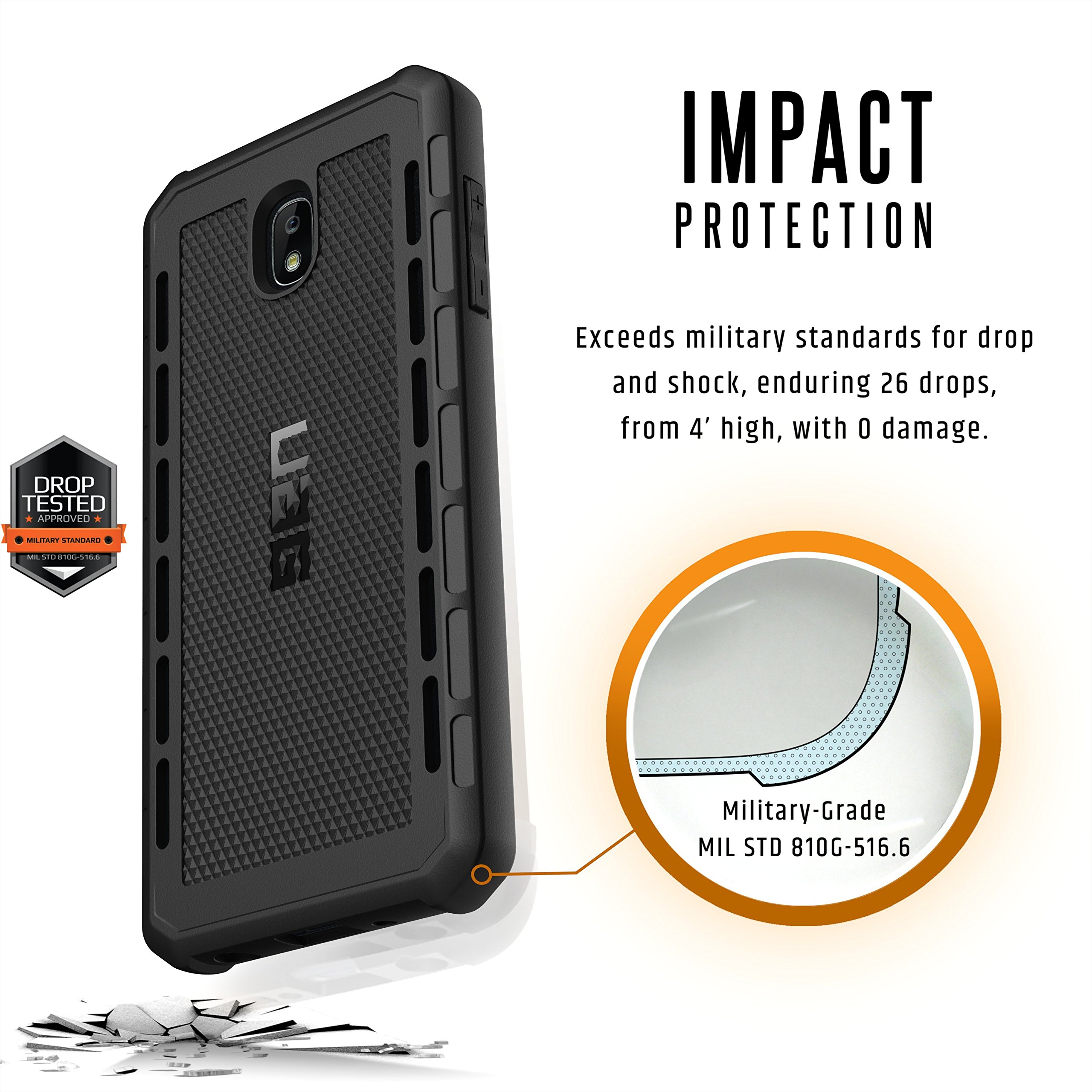 URBAN ARMOR GEAR UAG Samsung Galaxy J7 (2018) Outback Feather-Light Rugged [Black] Military Drop Tested Case