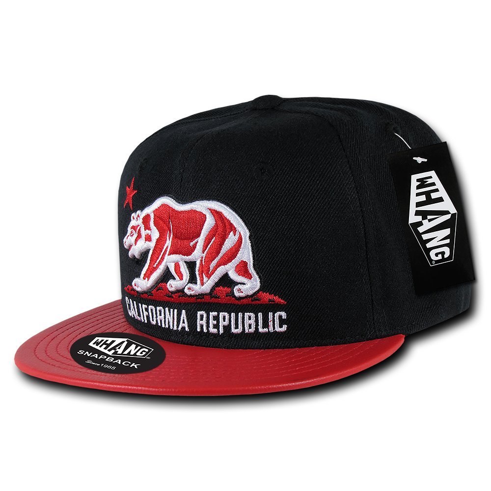 WHANG Acrylic/Vinyl California Republic Cap, Black/Red, One Size