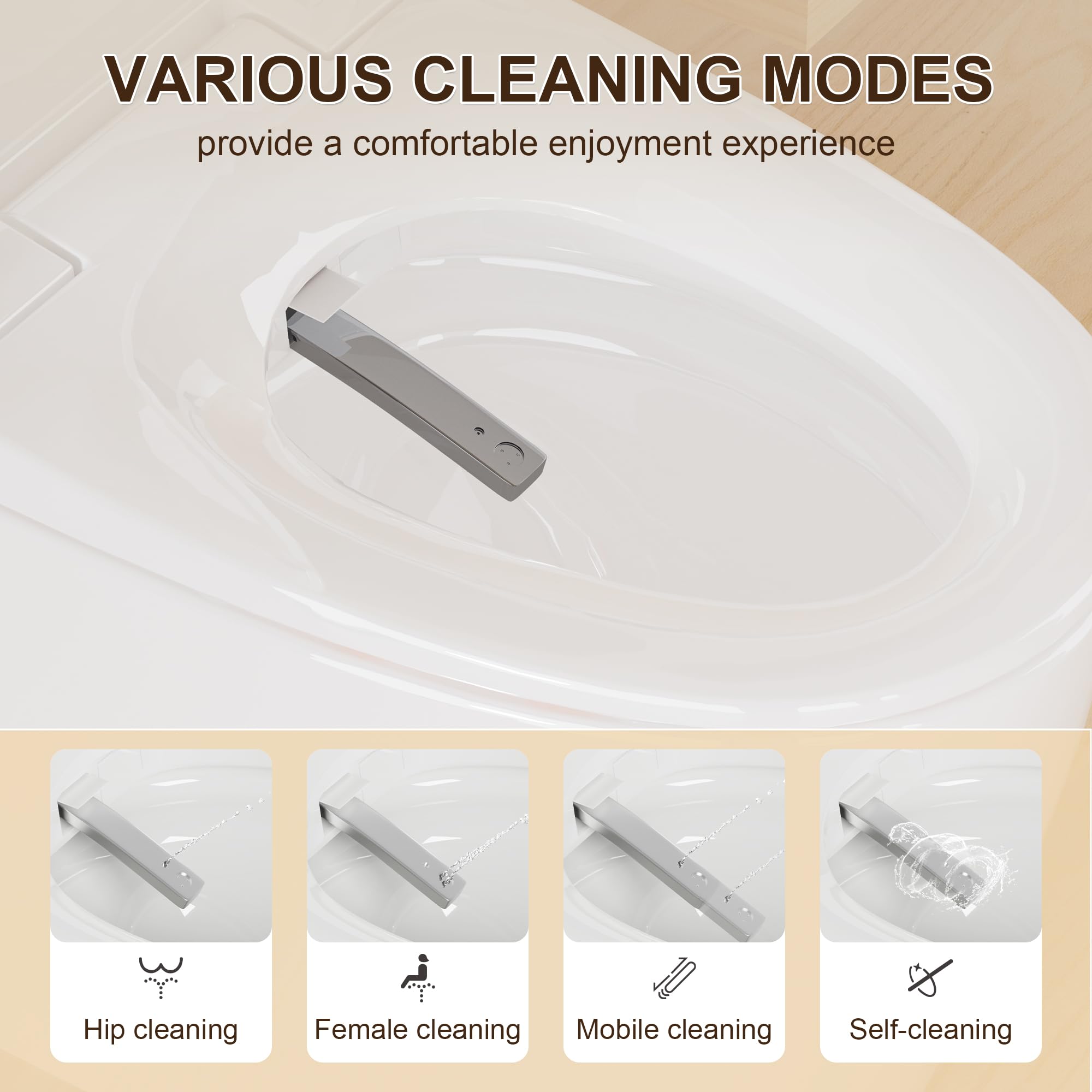 SUPERFLO Smart Toilet with Bidet Built In, One Piece Bidet Toilet with Remote Control | Smart Toilets For Bathrooms with Auto Flush/Heated Seat/Warm Water/Air Drying/Led Night Light