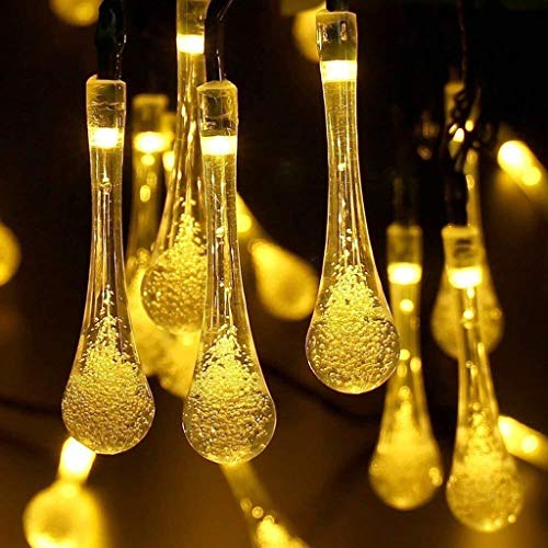 ZBM--ZBM Solar Powered String Lights 30LED Solar 7m Waterdrop Raindrop Teardrop Starry Fairy Lights Waterproof Outdoor String Lights For Patio Wedding Pathway Party Home Garden Christmas Decoration fa