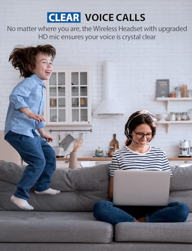 XAPROO Wireless Headset with Microphone for PC, 2023 New Wireless Headset with USB Dongle, Single Ear Headset with Flip-to-Mute, Charging Base, USB Wireless Headset for Home Office Skype Zoom