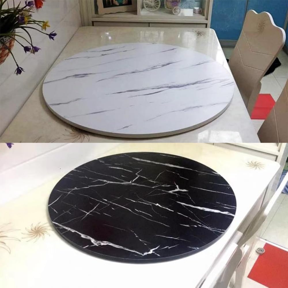 VERDDE 30in 40in 50in Lazy Susan Turntable Wood Dining Table Serving Tray For Kitchen Eazy To Share Food, 360° Swivel, Easy To Clean,Oversized Tabletop Swivel Plate (Color : White marble color, Size