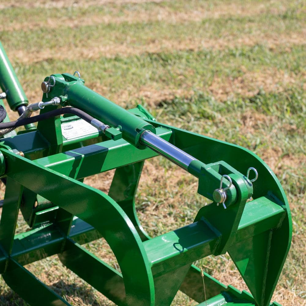 Titan Attachments 60in Economy Grapple Bucket Attachment Fits John Deere Tractors, 3/8in Thick Steel Frame, Hook and Pin Mounting System