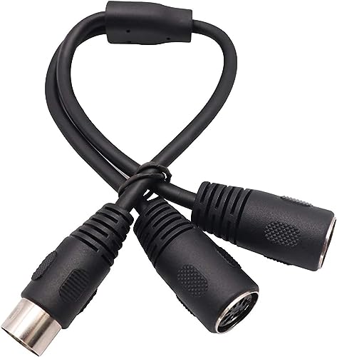 zdyCGTime 7 Pin Din Splitter Cable,DIN 7-Pin Splitter Y Adapter MIDI Cable 7- Pin Plug Male to 2 DIN Female Jack Adapter Y Lead for Bang Olufsen Naim Quad Stereo Systems (30cm/1ft) (7pin)