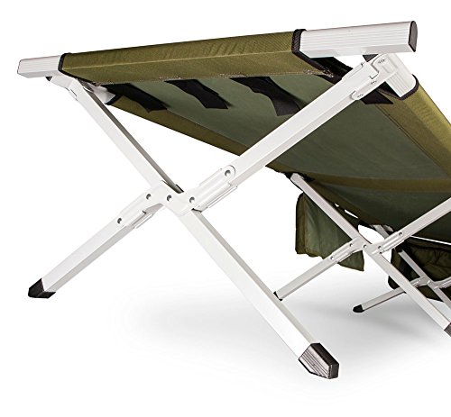 Ultimate Extra Strong Military Style Folding Camp Cots Camping Cot w/Side Storage Bag System and Mini Pillow