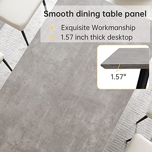 ZckyCine 47.2-inch Four-Person Dining Table Set with 2 Benches, Metal Frame and Wooden Combination, Space-Saving Design, Suitable for Home Kitchens and Restaurants (3-Piece Set)