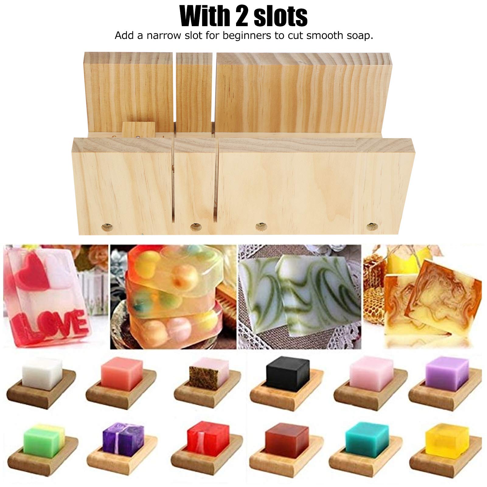 VTOSEN Adjustable Soap Cutter Box and Mold Kit Set - Soap Making Supplies with Soap Beveler, Planer, and Cutting Tool - Includes Silicone Soap Molds and Tools for DIY Soap Making (9.8x4.7x3.5in)