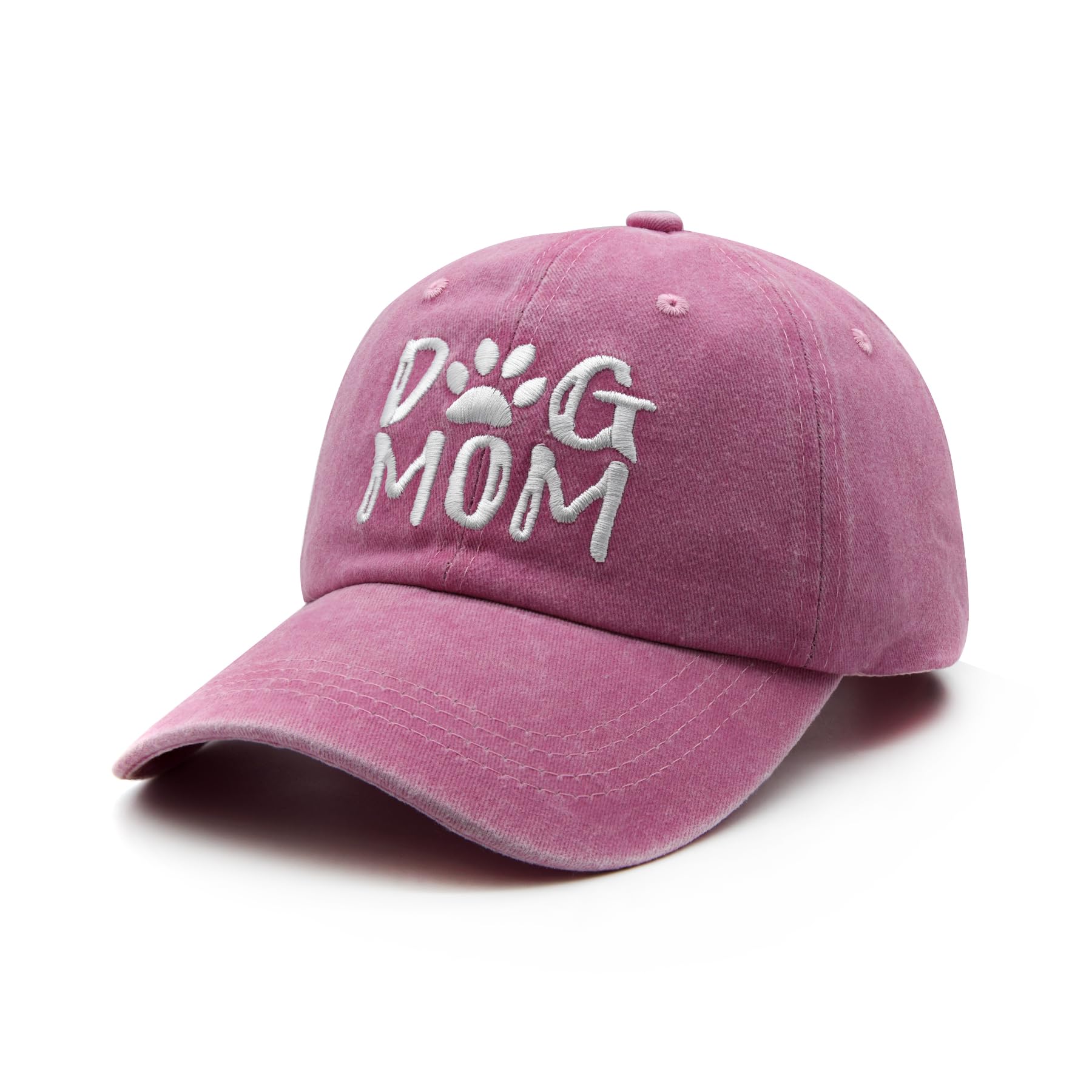 Waldeal Women's Embroidered Dog Mom Hat Adjustable Washed Puppy Mama Baseball Cap Pet Lover Gifts Pink