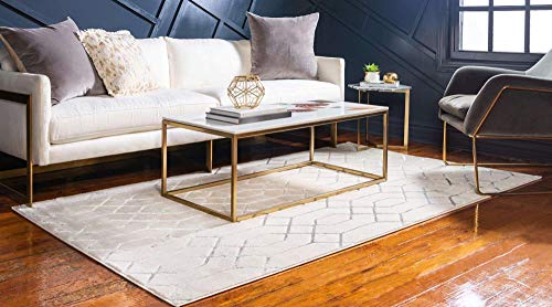 Unique Loom Glam Collection Area Rug - Trellis (3' 3" x 5' 3" Rectangle, White Silver/ Silver)