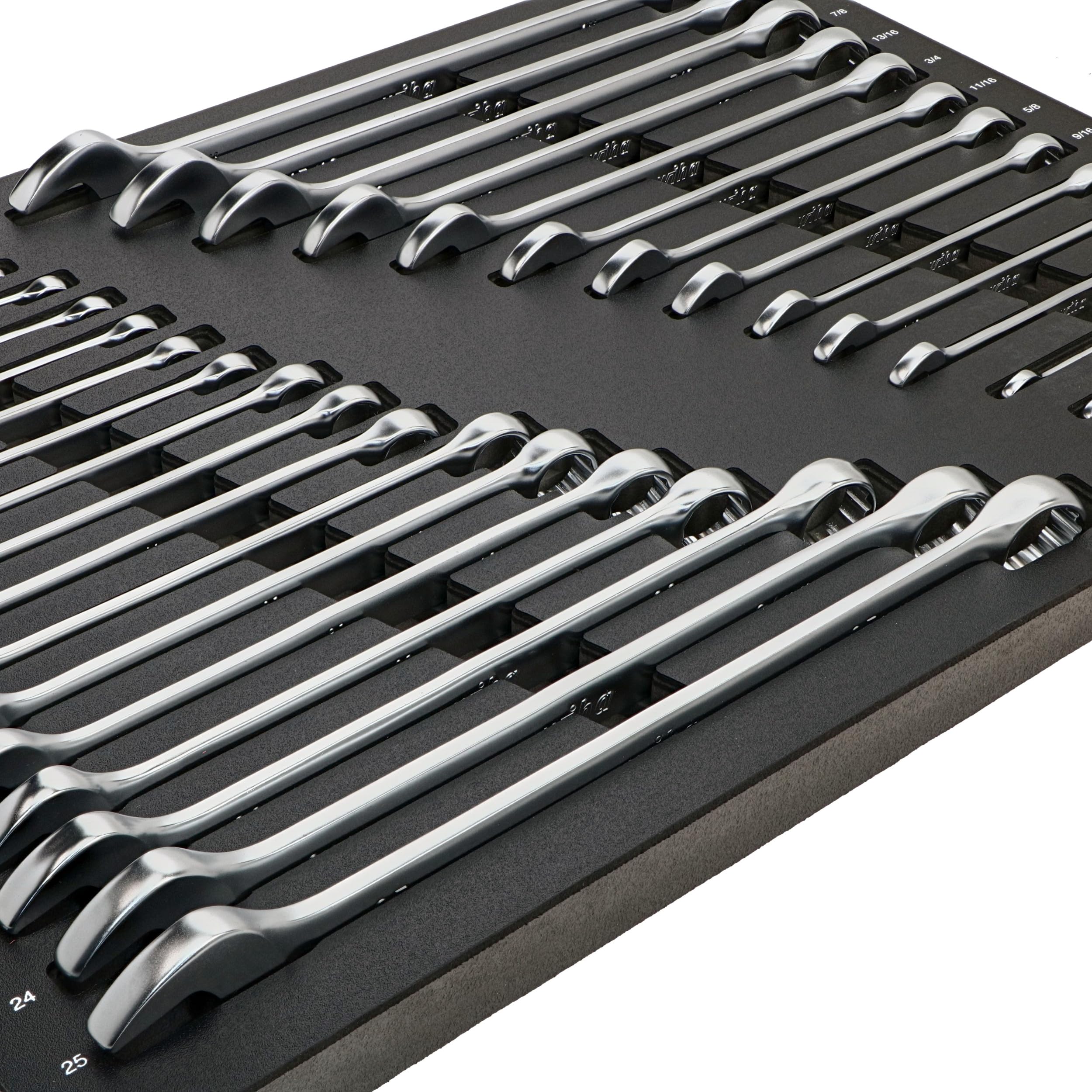 Wiha 30492 31 Piece Combination Wrench Tray Set - SAE and Metric