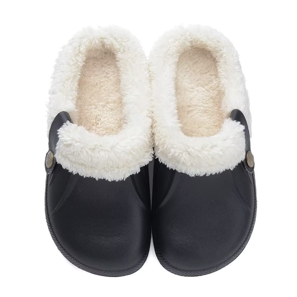 Unisex Fur Lined Clogs Fleece Lined Clogs for Women Men Winter Indoor Outdoor Fuzzy Clog Soft Cushioned Plush Waterproof Slippers