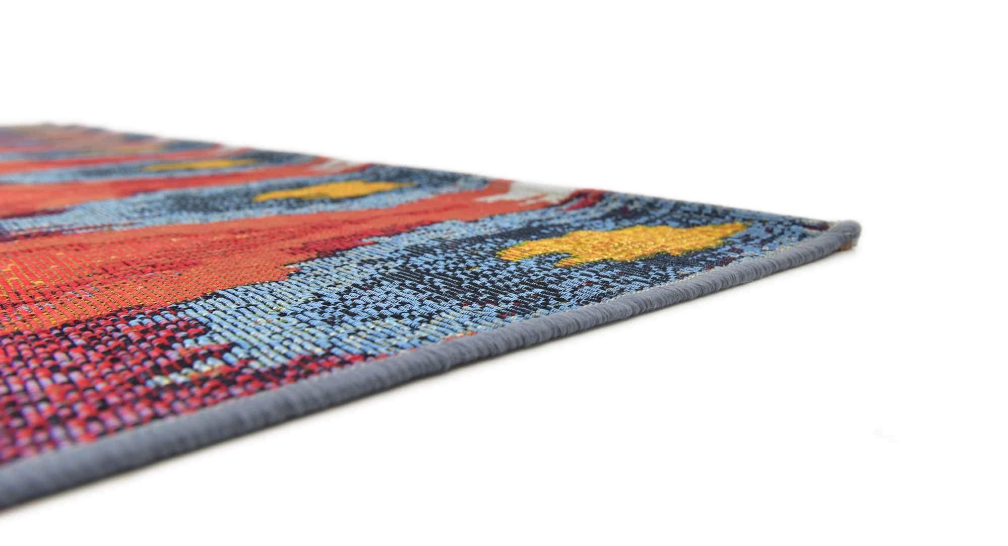 Unique Loom Outdoor Modern Collection Area Rug - Ikat (5' 4" Square, Multi/ Burgundy)