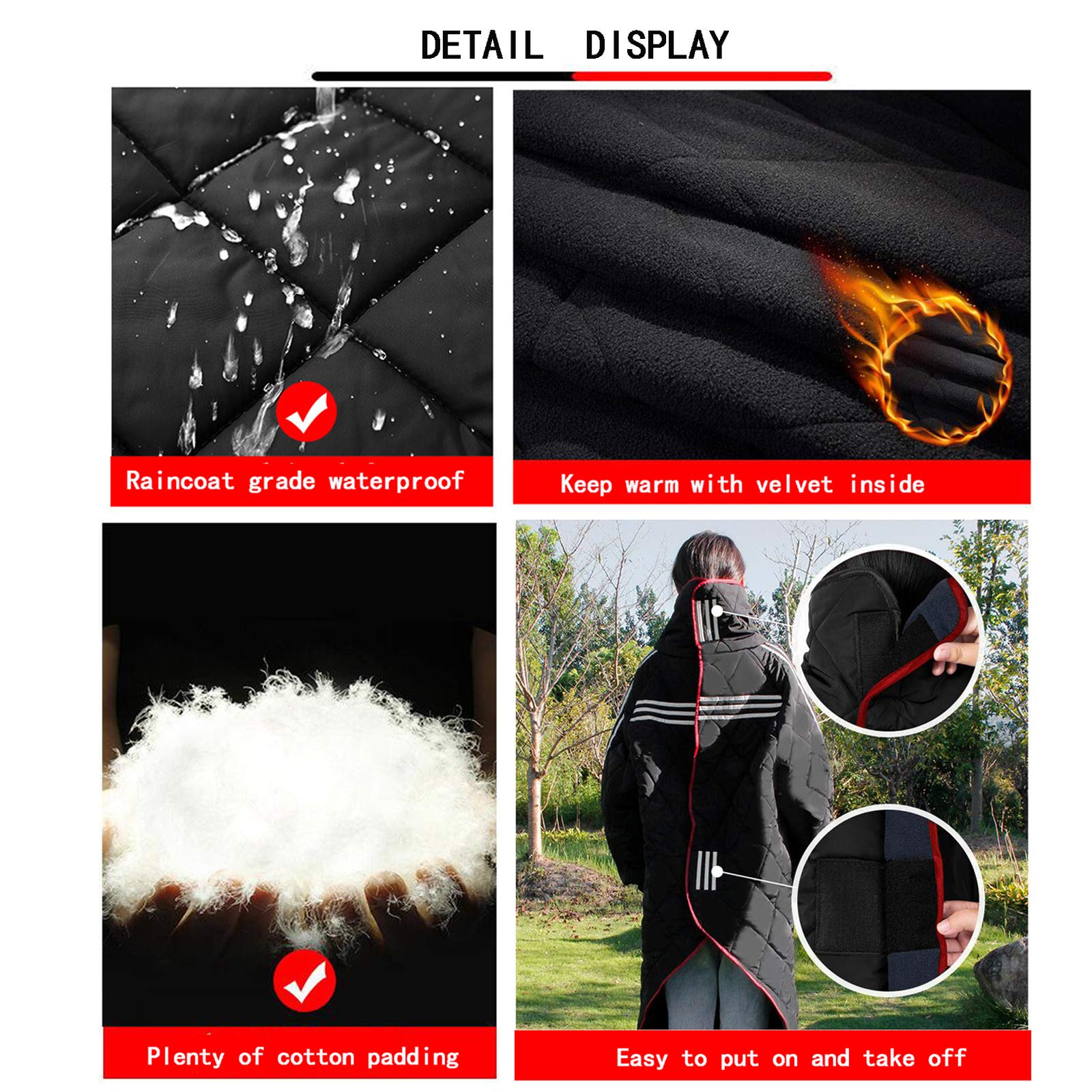 Universal Electric Motorcycle Cover, Winter Windproof Plus Velvet Thickened Cover, Leg Knee Warm Protector Shield Motorcycle Winter Windshield Quilt Motorcycle Leg Lap Apron Cover Black-X