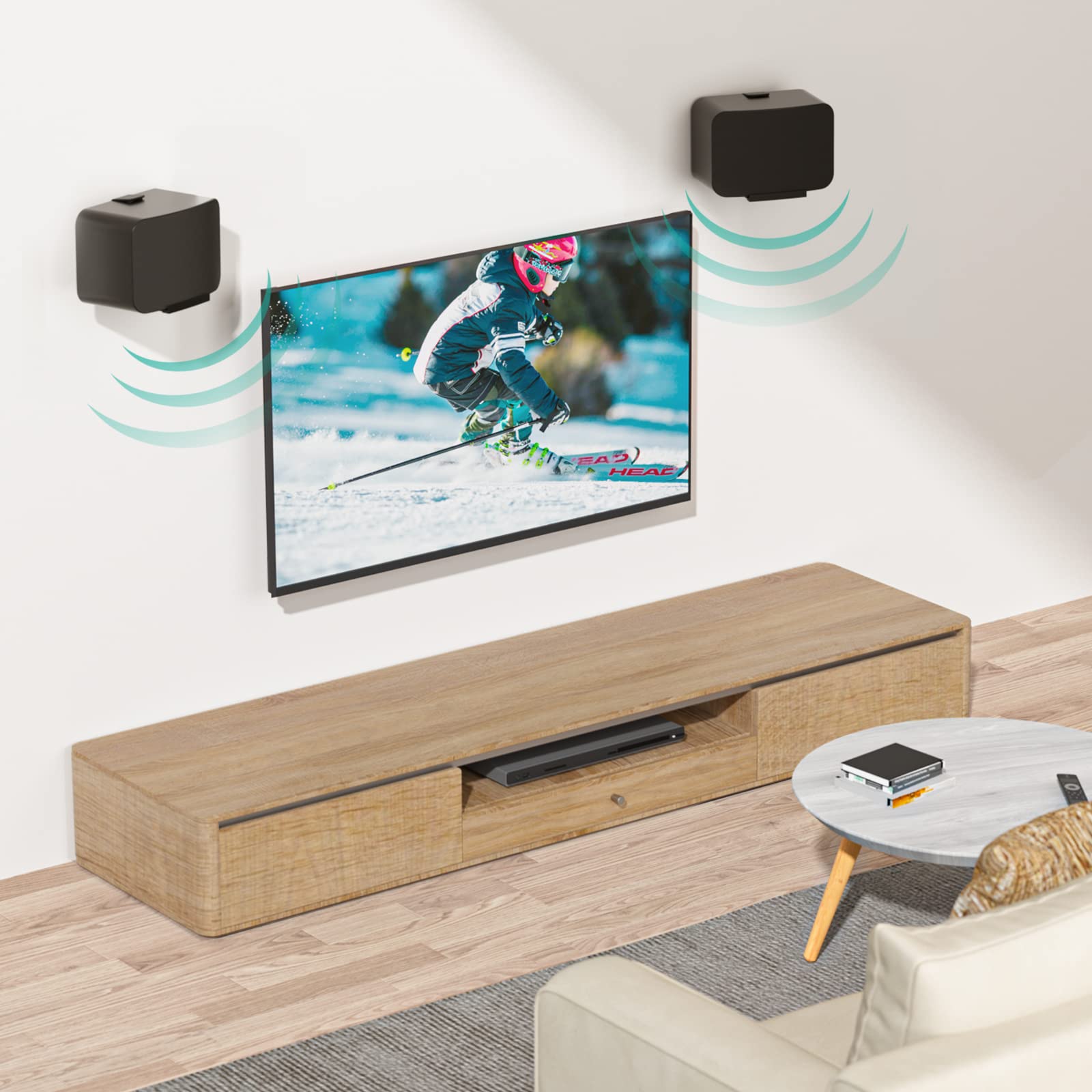 WALI Speaker Wall Mount Brackets for SONOS Play 5 Gen2 (2 Pack, Black)