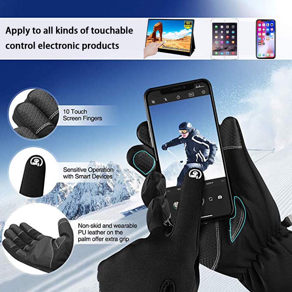 Y&R Direct Mens Winter Gloves -30℉Windproof Waterproof Touch Screen Gloves for Outdoor Work (Large)