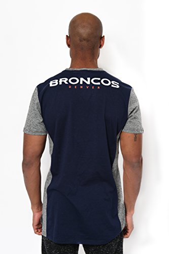 Ultra Game NFL Denver Broncos Mens T-Shirt Raglan Block Short Sleeve Tee Shirt, Team Color, X-Large
