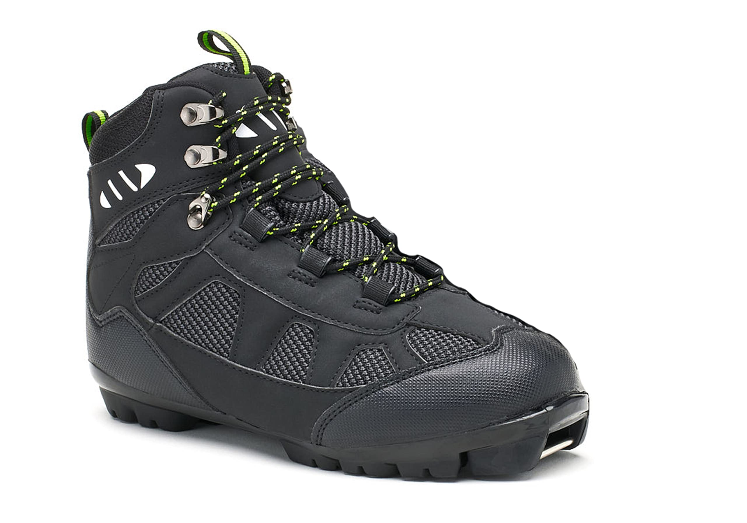 Whitewoods Junior 302 NNN Nordic Cross Country XC Touring Adventure Insulated Ski Boots, Black/Green, 34