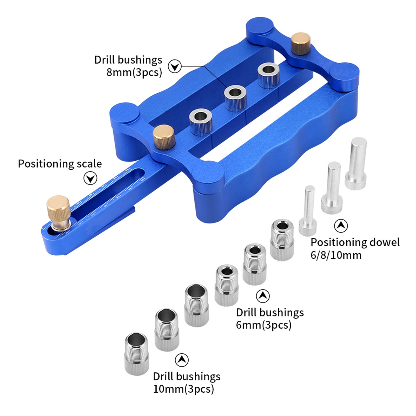 Self Centering Doweling Jig Kit Wood Drill Holes Hand Tools Drilling Guide Puncher Set for Metric Dowels 6/8/10mm, Jigs