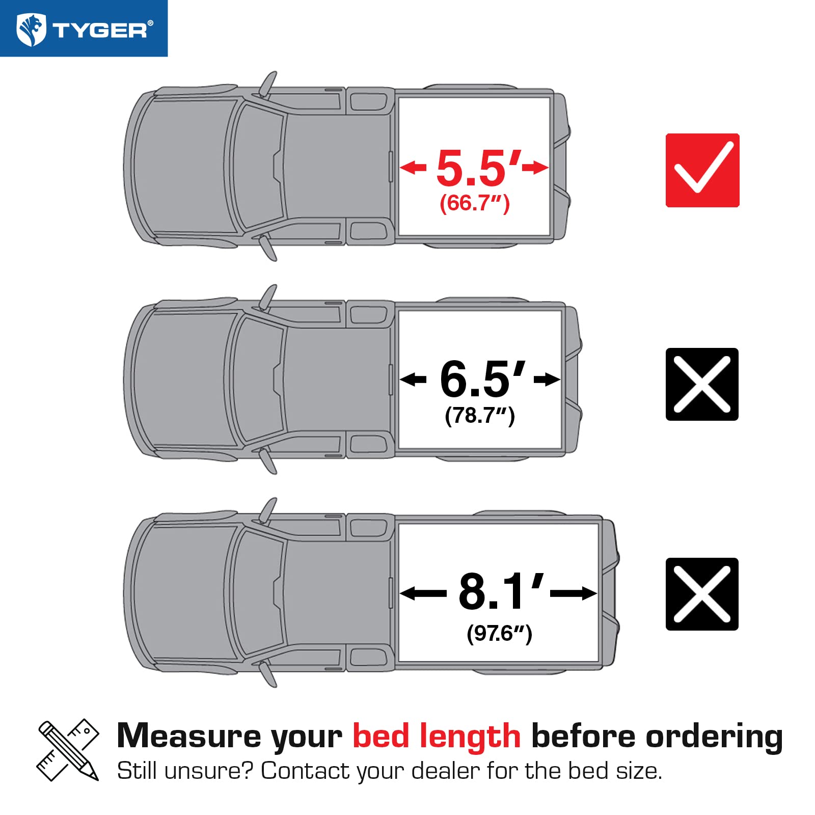 Tyger Auto T1 Soft Roll Up Truck Bed Tonneau Cover Compatible with 2014-2021 Toyota Tundra | Fleetside 5.5' Bed (66") | TG-BC1T9041 , Black