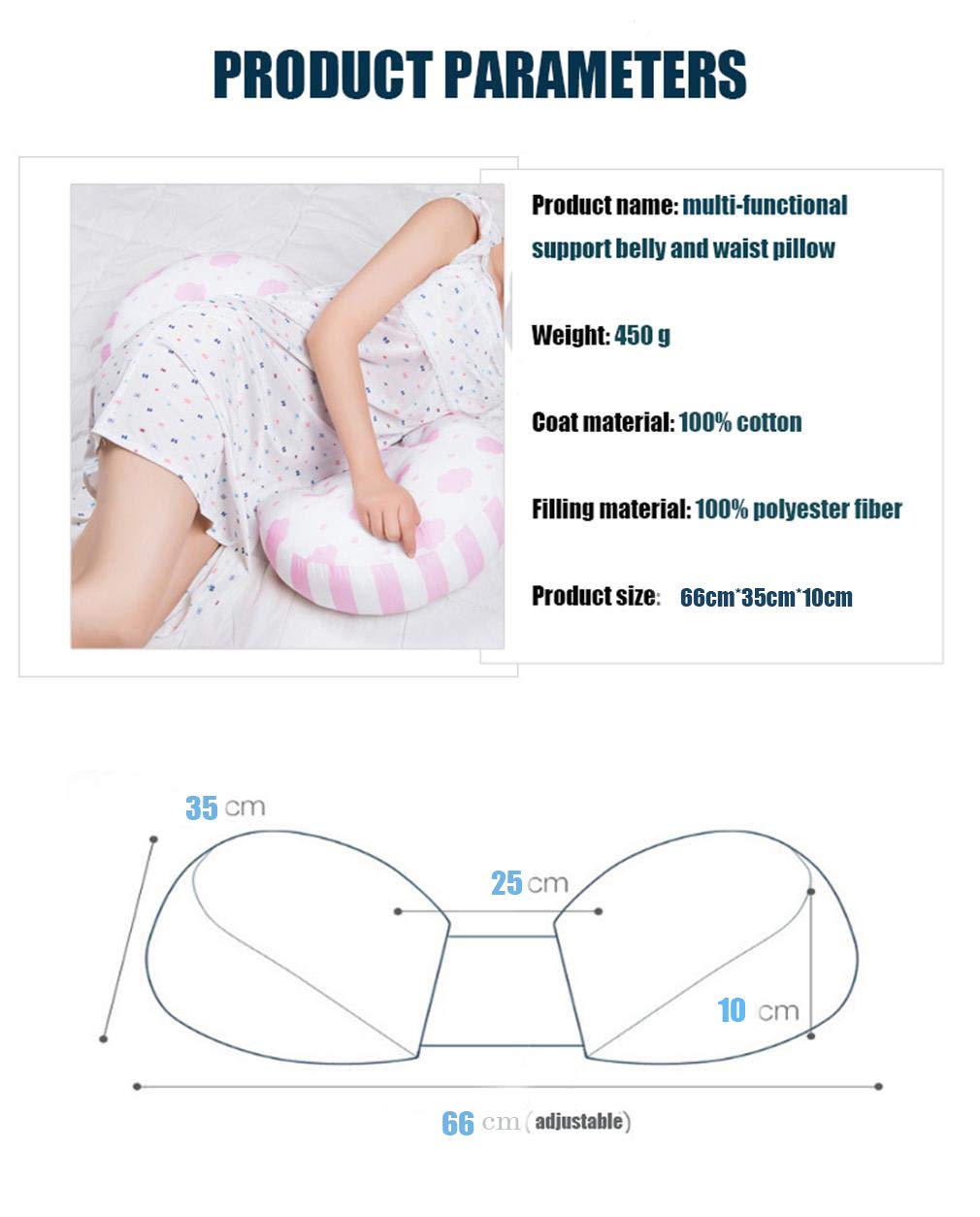 WEILORI U-Shaped Pregnancy Pillow for Pregnant Women ,Support for Back, Hips, Legs, Belly for Maternity Women,Maternity Pillow with Cotton Cover,