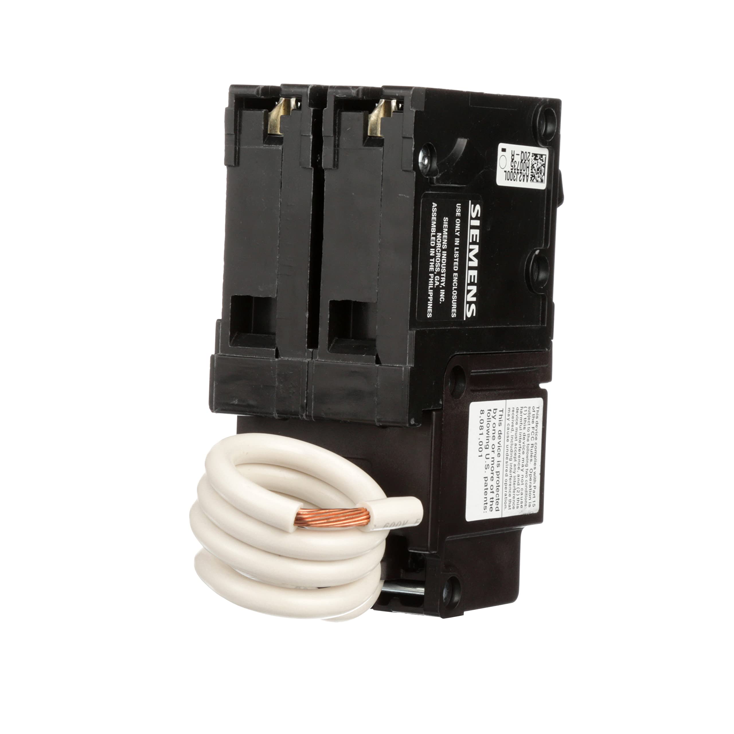 SIEMENS QF220A Ground Fault Circuit Interrupter, 20 Amp, 2 Pole, 120V, 10,000 Aic,