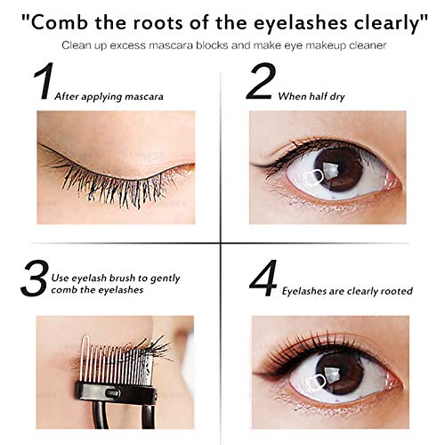 Stainless Steel Tooth Eyelash Comb, Mascara Eyelash Separator Eyebrow Grooming Brush Mascara applicator, with Comb Cover and Comb Cleaning Brush,Pack of 4