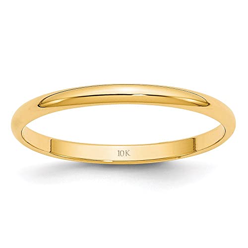Women's 10K Yellow Gold 2mm Traditional Plain Wedding Band (Available Ring Sizes 4-10) Sz 6.5